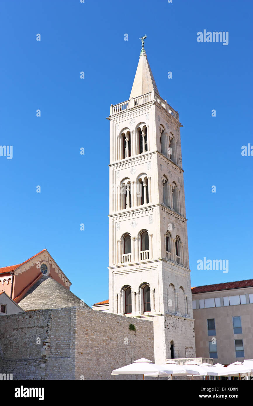 Bell tower of the Cathedral of St. Anastasia, Zadar, Croatia Stock ...