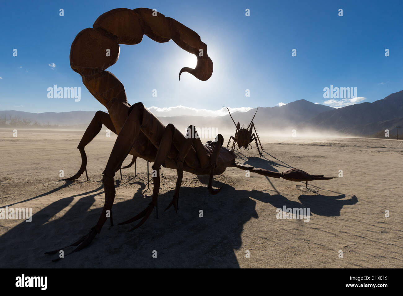 A Ricardo Breceda sculpture of a locust and scorpion battling in the ...