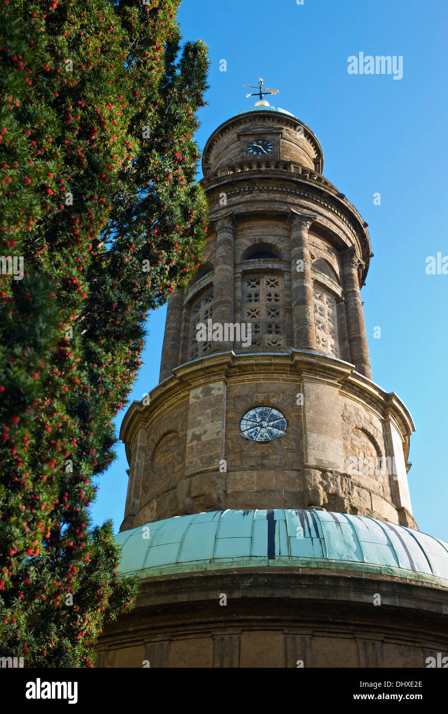 St Mary's church, Horsefair, Banbury. View of the tower against bright ...