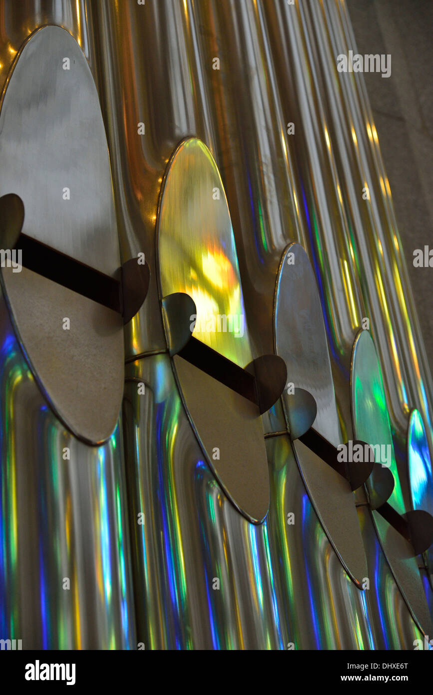 Picture of reflected light onto organ pipes Stock Photo - Alamy