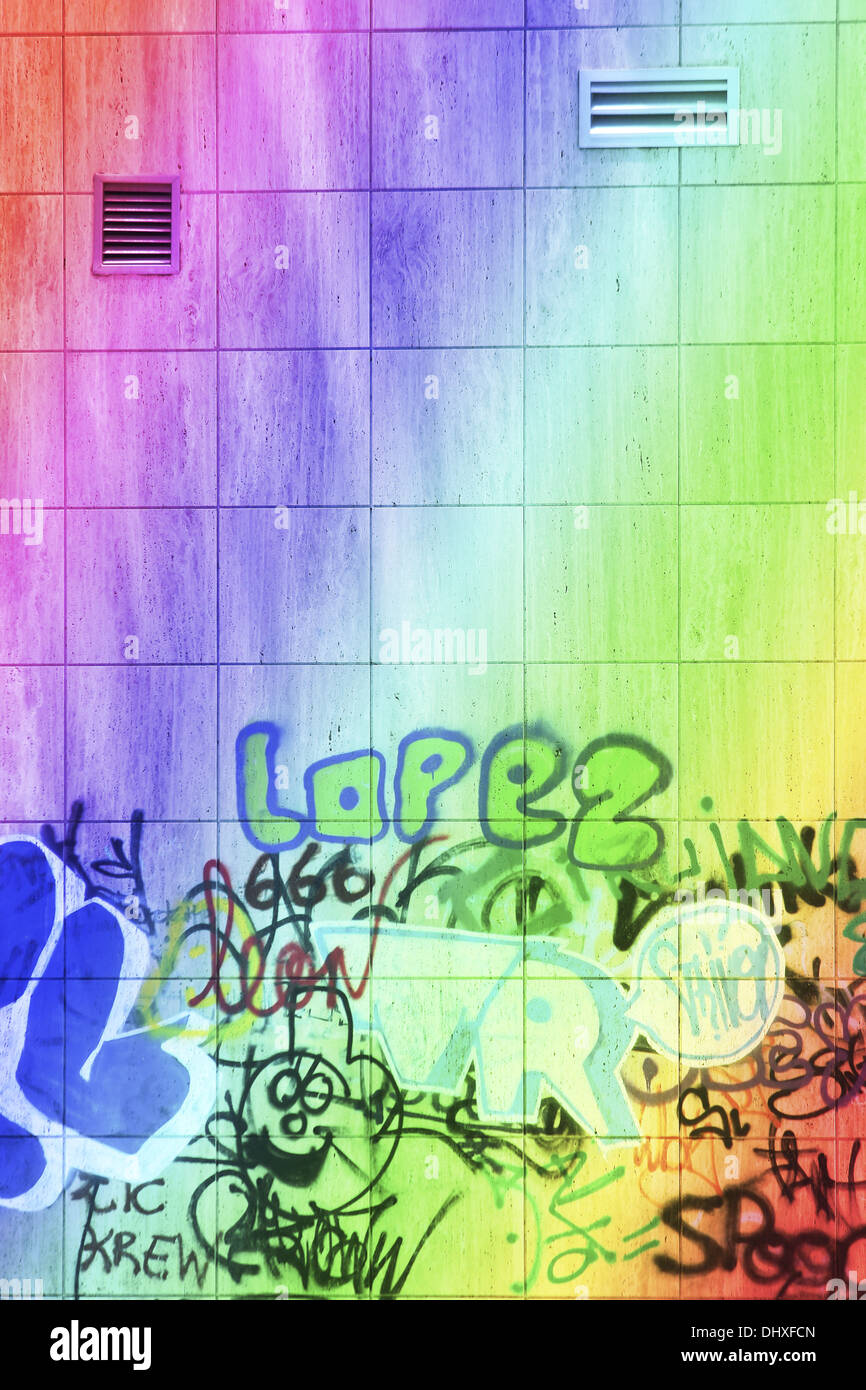 rainbow colored graffiti Stock Photo - Alamy