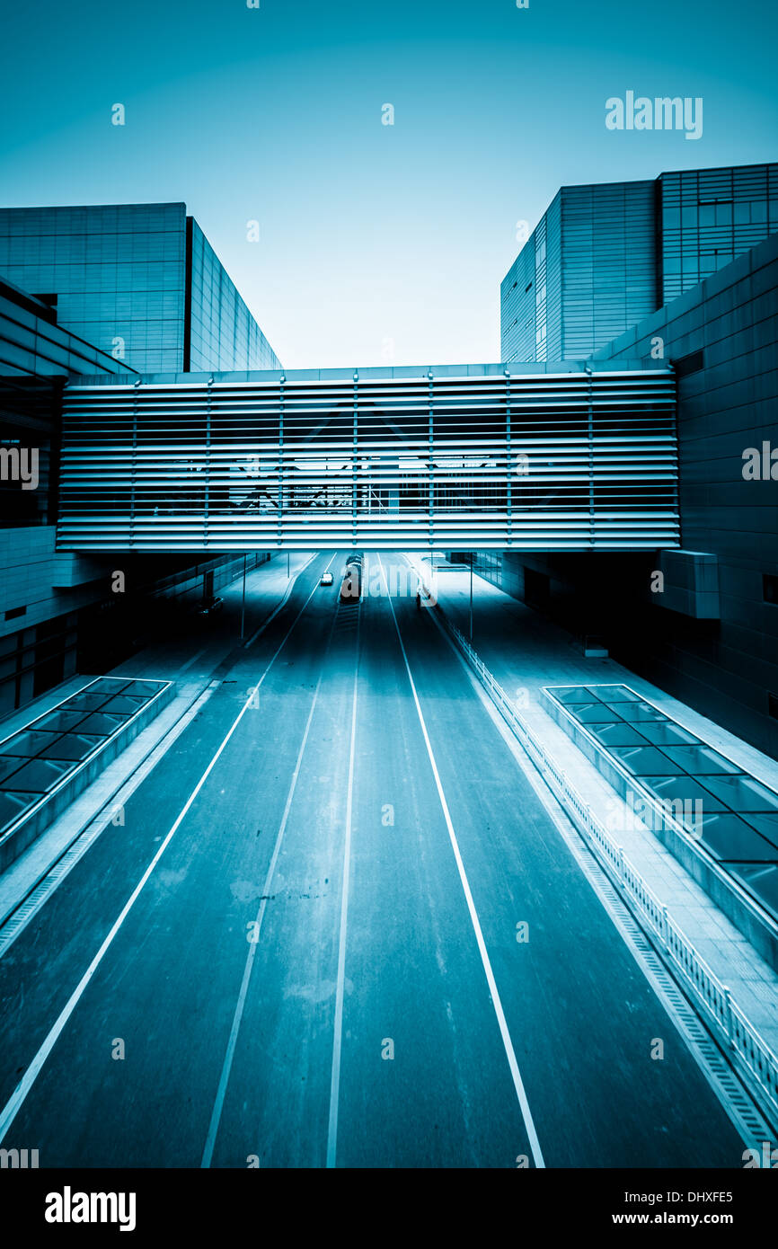 road go through the modern office building Stock Photo - Alamy
