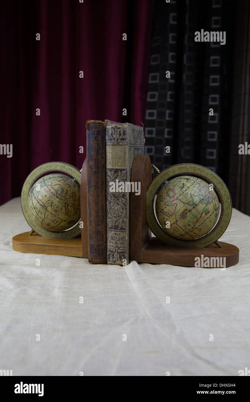 old vintage 1800 1900 book books globe stand stands conceptual historic ...
