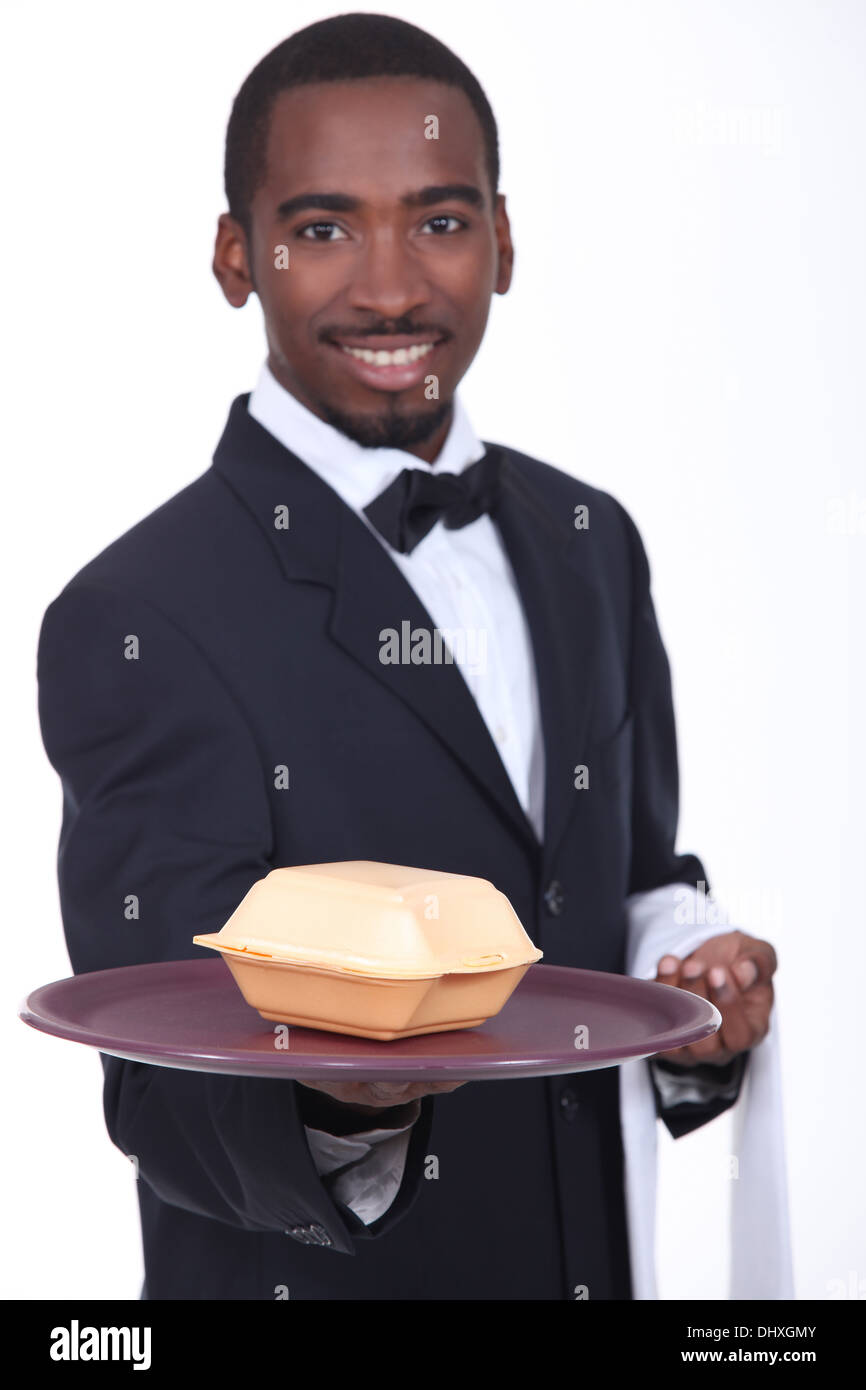 Waiter With Tray Of Food
