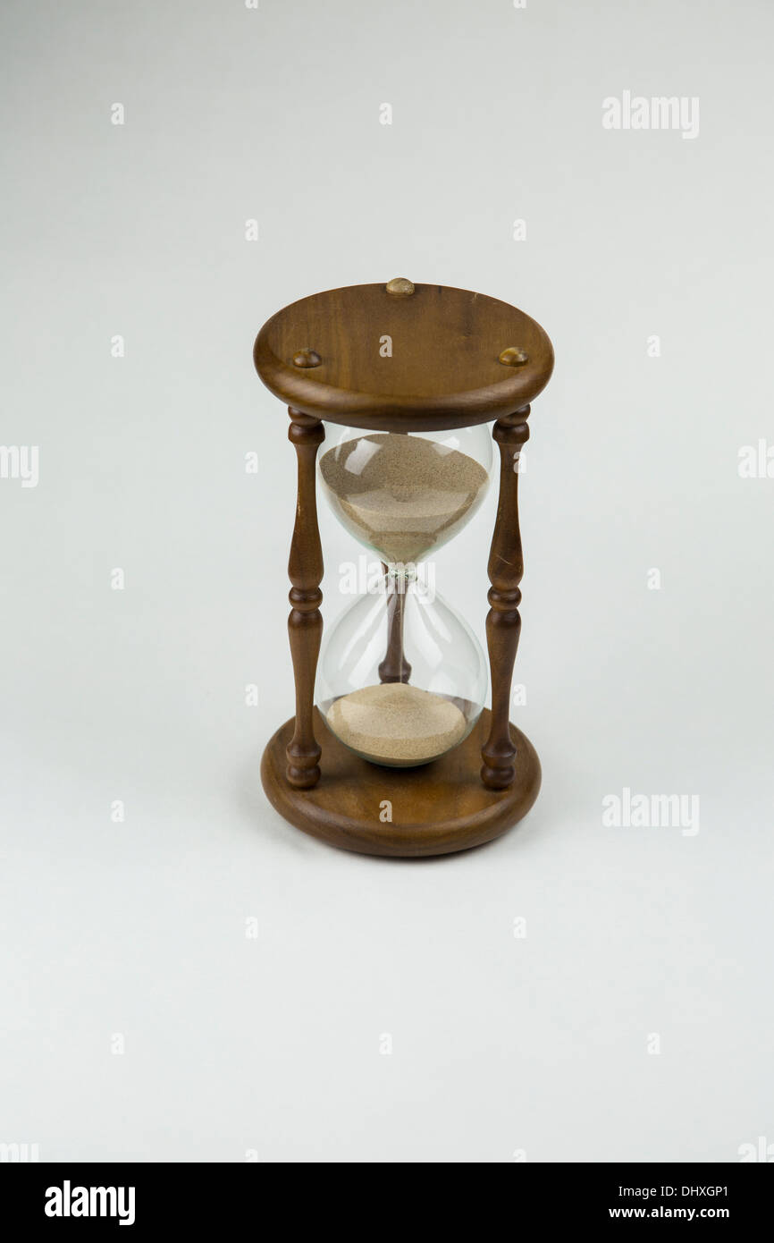 hour glass vintage old wood still life sand time Stock Photo - Alamy