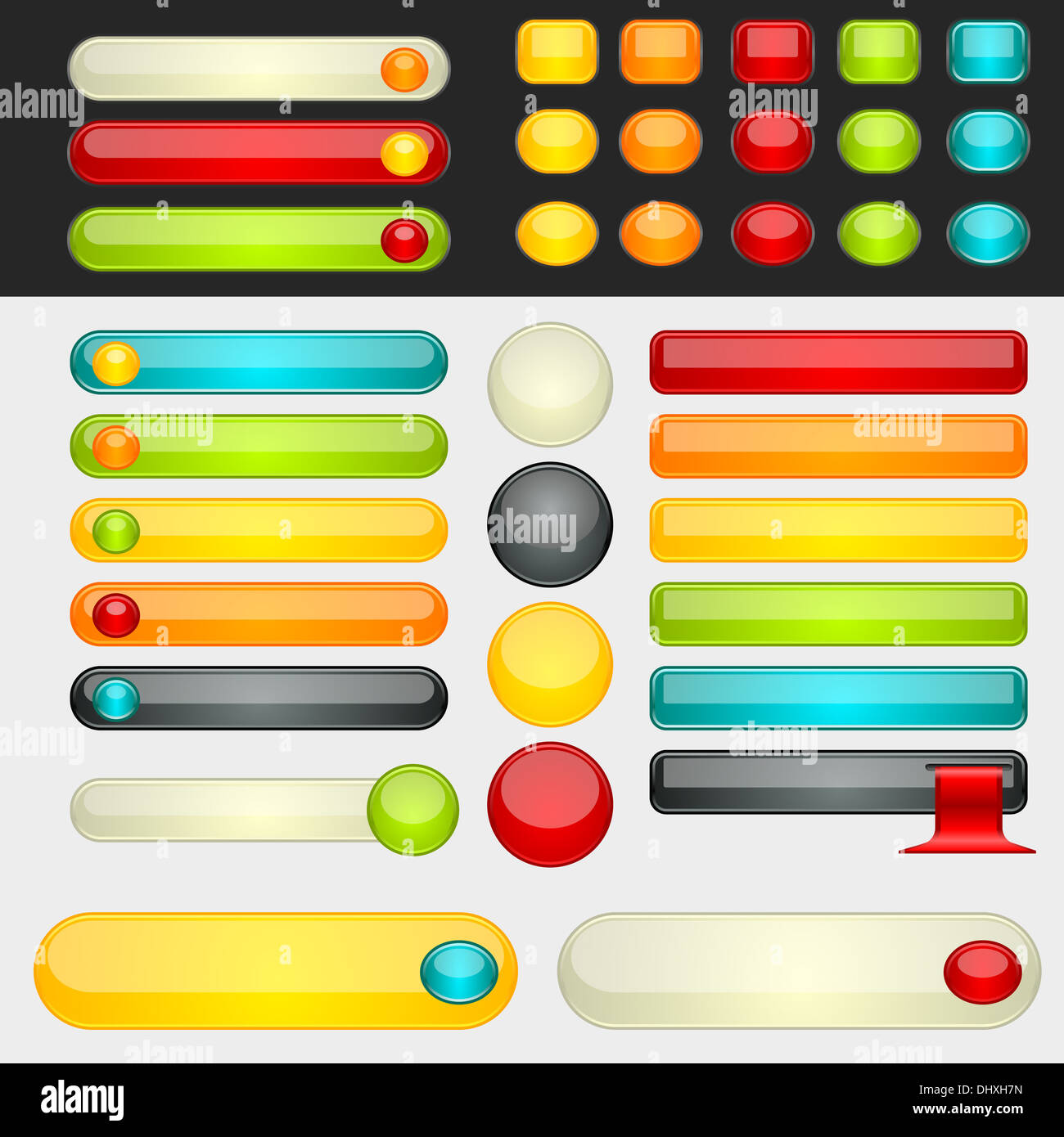 Colorful web button set. Global swatches included. Easy to change ...