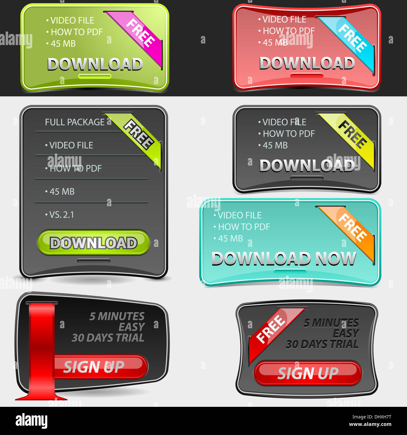 Web boxes set with labels. Global swatches included. Easy to change ...