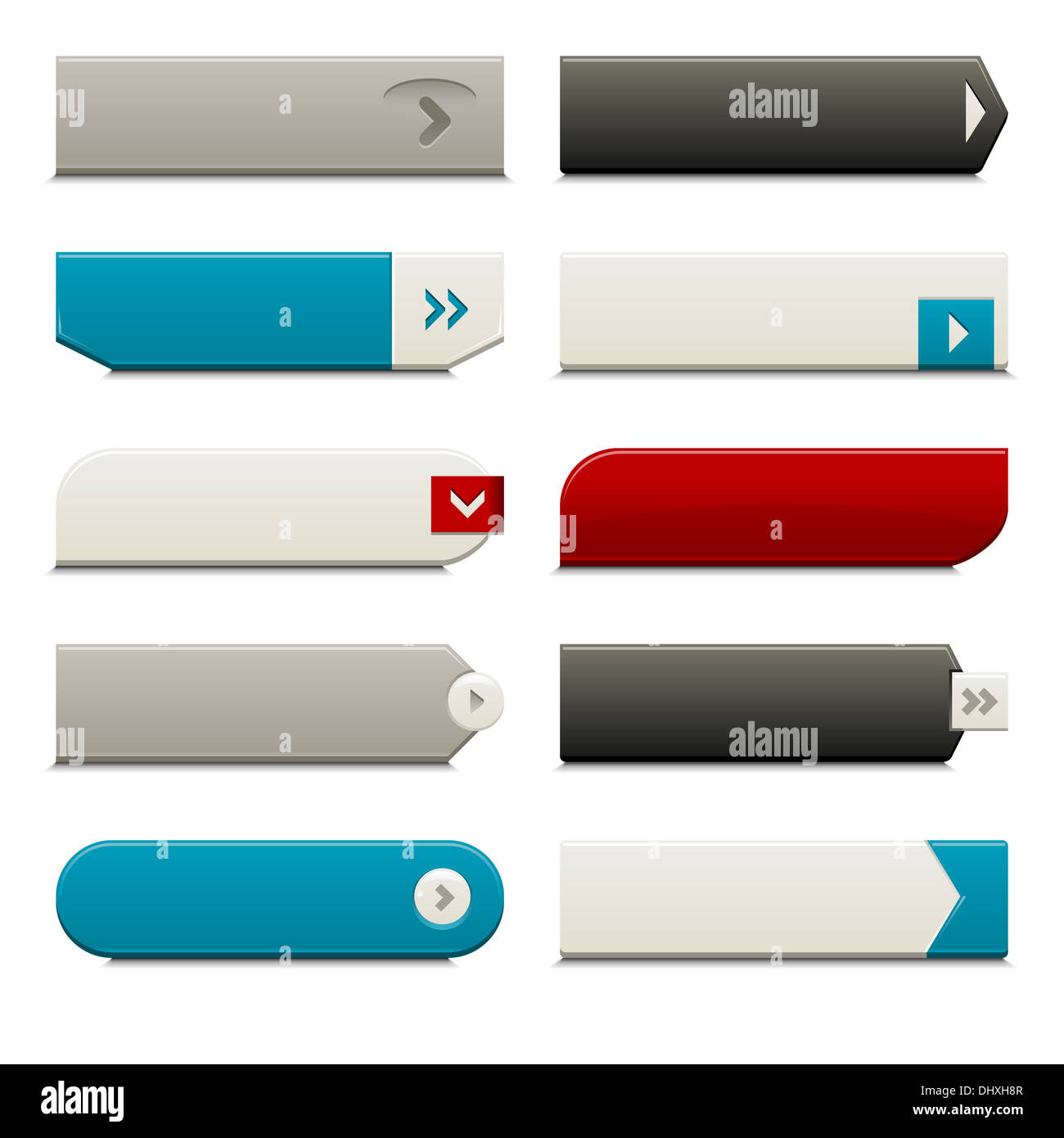 Ten call to action buttons, with different styles and shapes. Made with ...