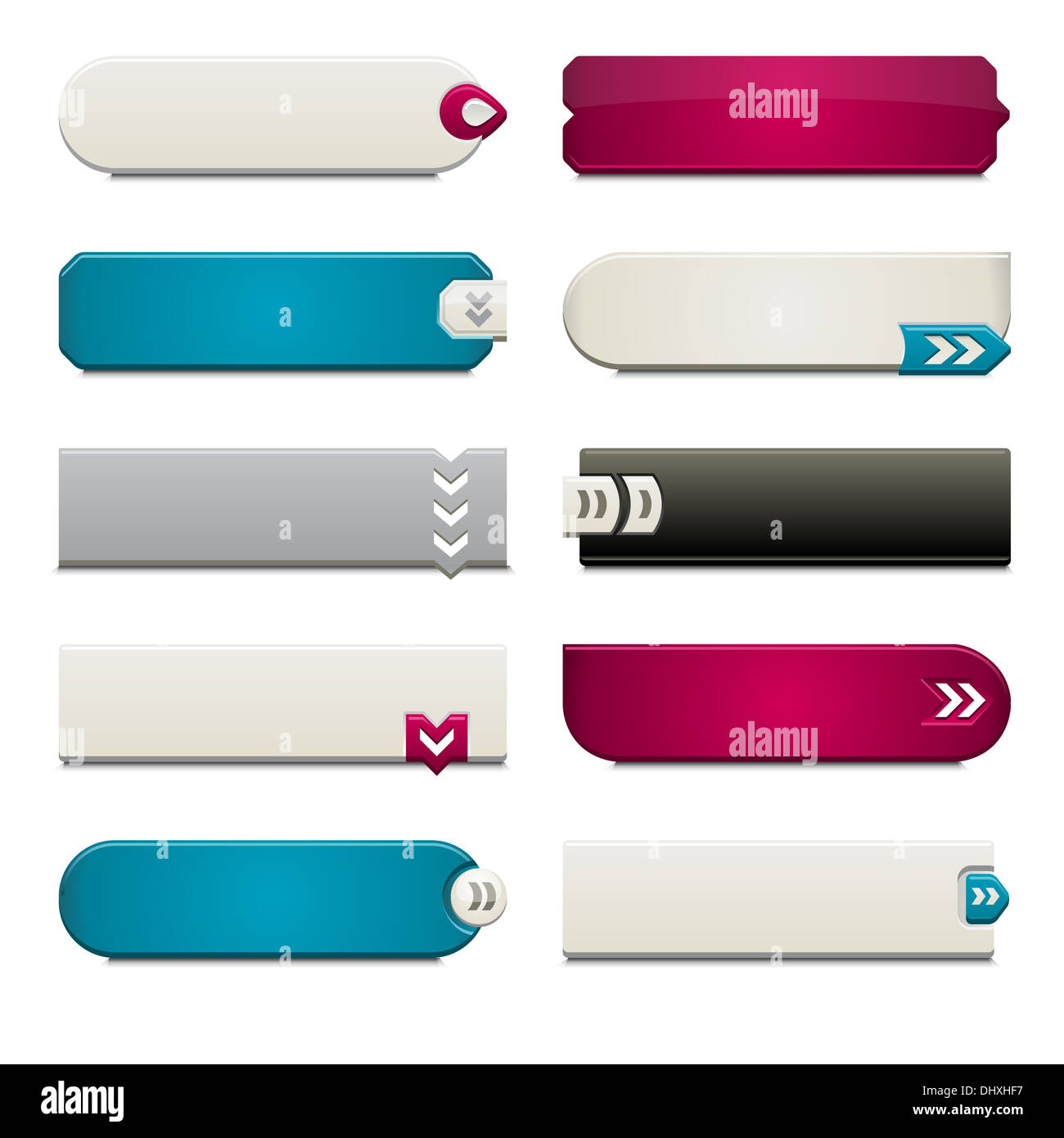 Ten call to action buttons, with different styles and shapes. Made with ...