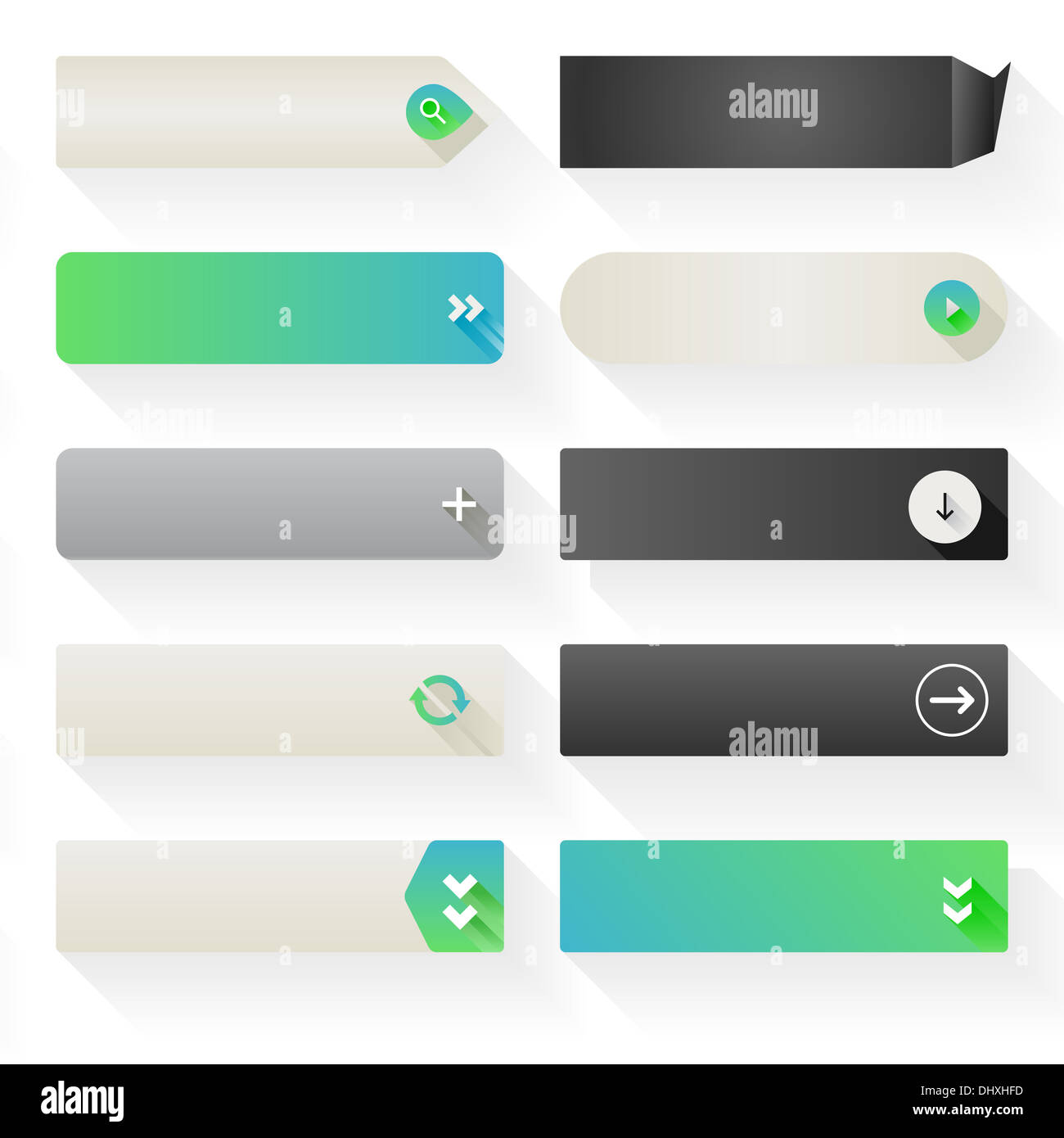 Ten call to action buttons, with different styles and shapes. Made with ...