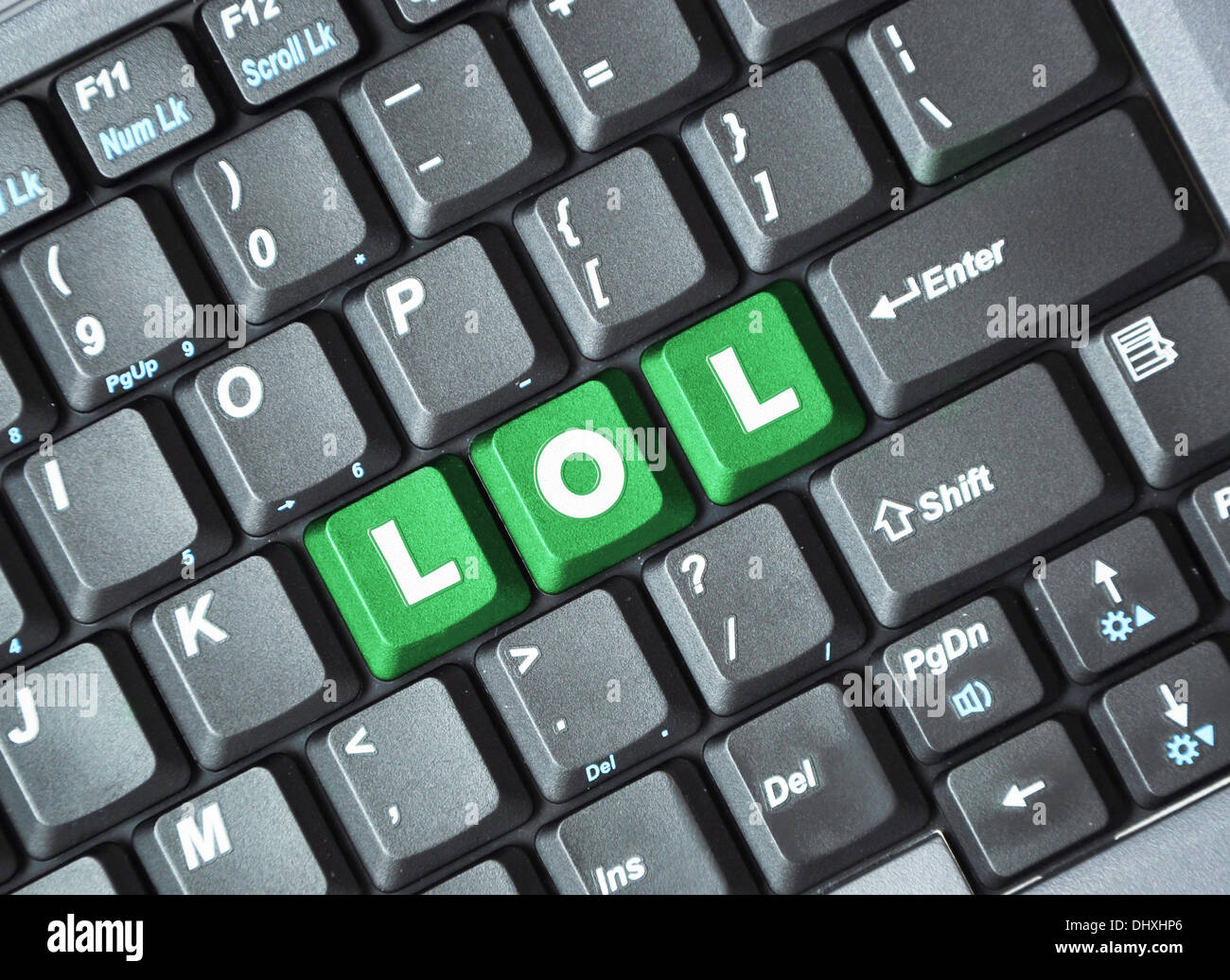 Green lol key on keyboard Stock Photo - Alamy