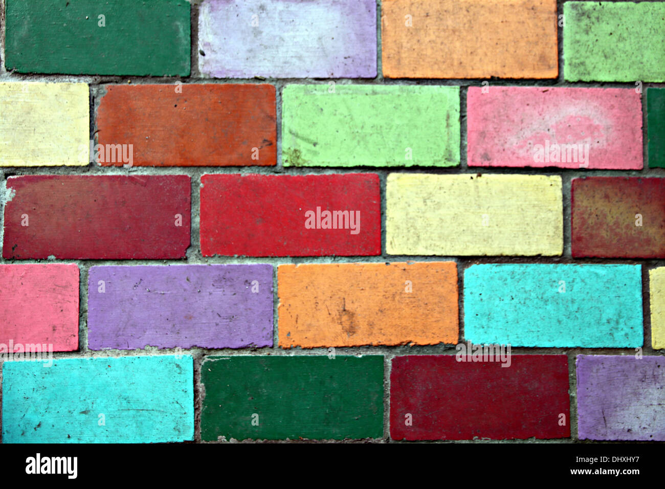 The picture background is Wall made of color bricks Stock Photo - Alamy