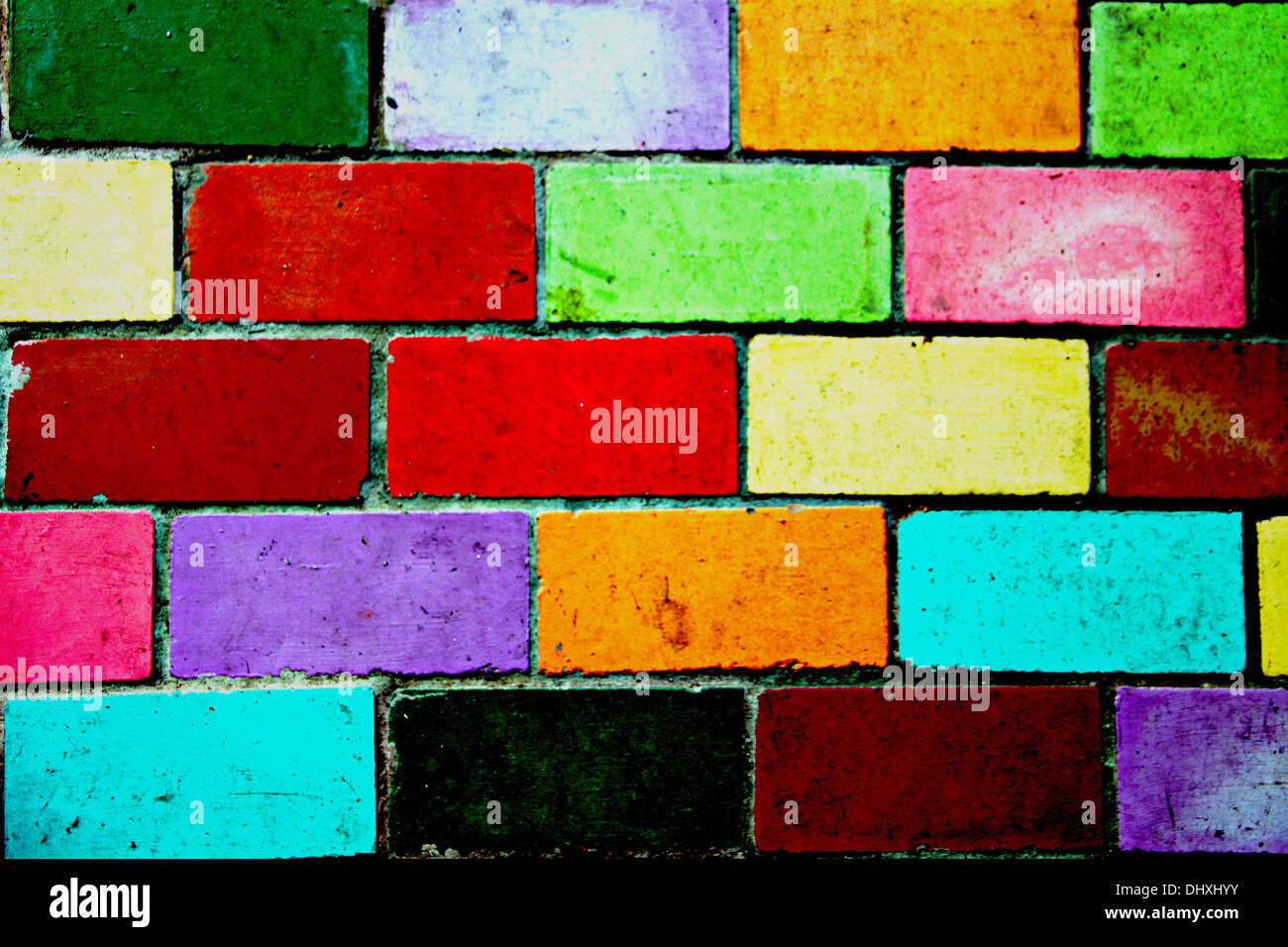 The picture background is Wall made of colorful bricks Stock Photo - Alamy