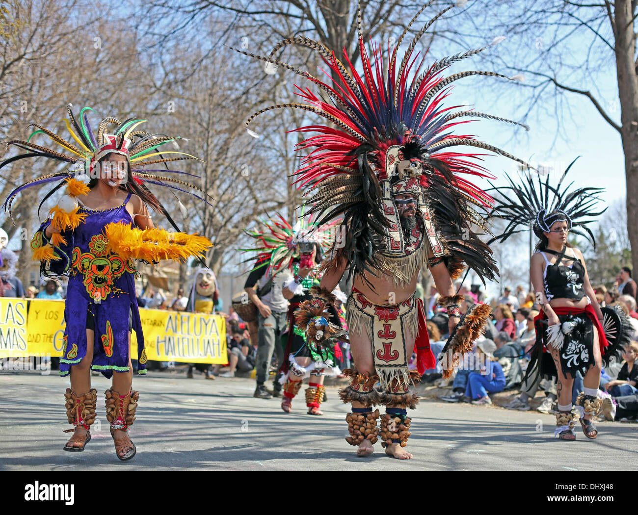 Native American dancers in the May Day parade in Minneapolis Stock ...