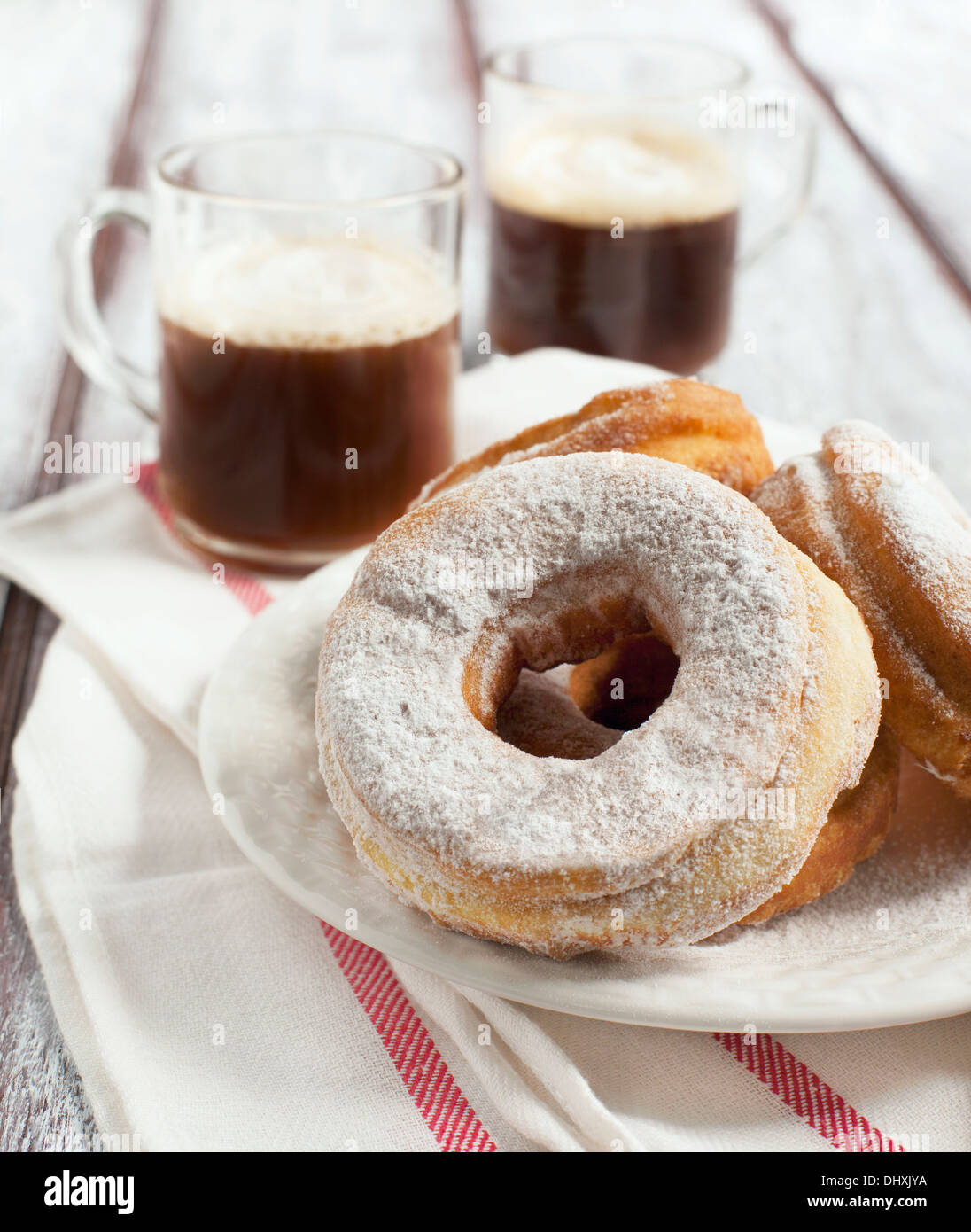Cup of coffee and donuts Stock Photo - Alamy