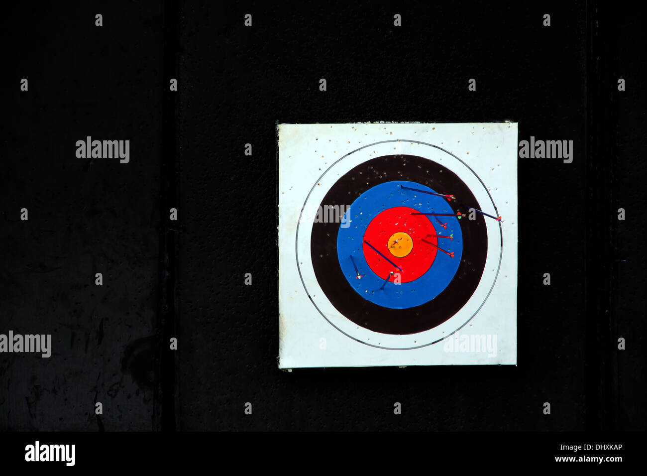 The Picture Target archery and many arrow after shoot Stock Photo - Alamy