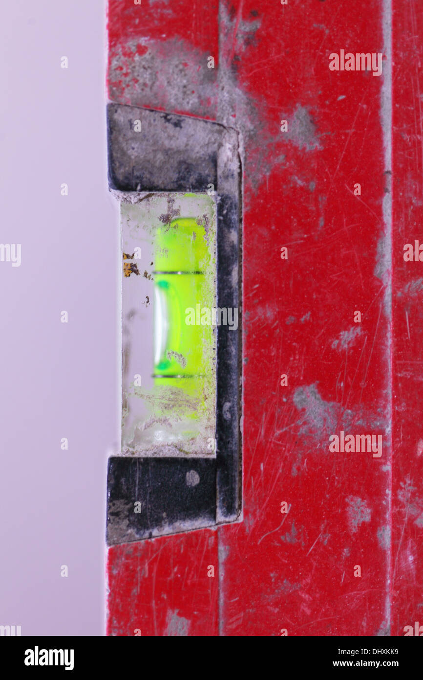 Close up red balance spirit building level in construction site Stock ...