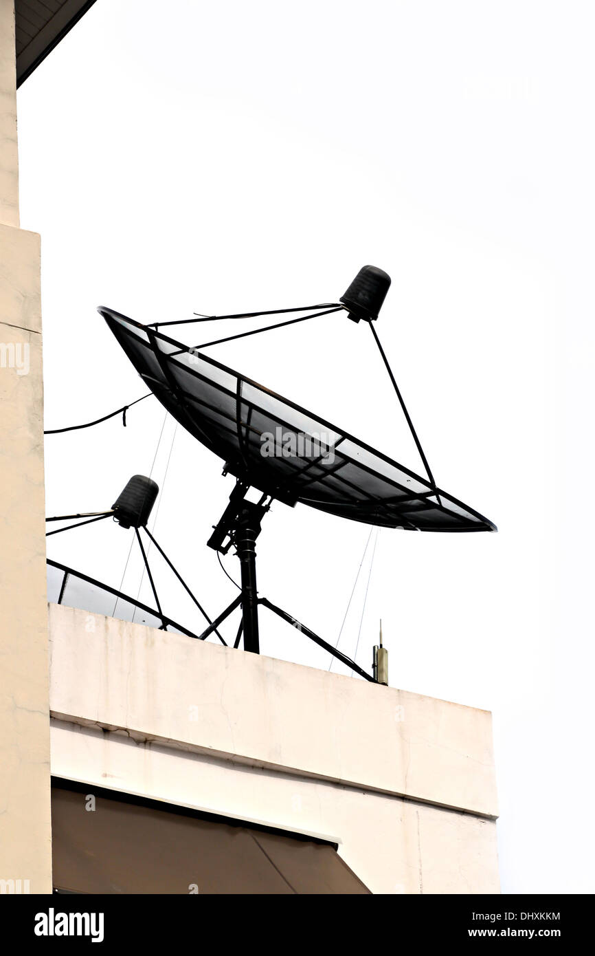 Focus Picture the Satellite dish attached to the building Stock Photo ...