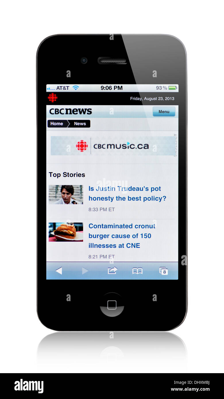 iPhone screen showing CBC News website Stock Photo - Alamy