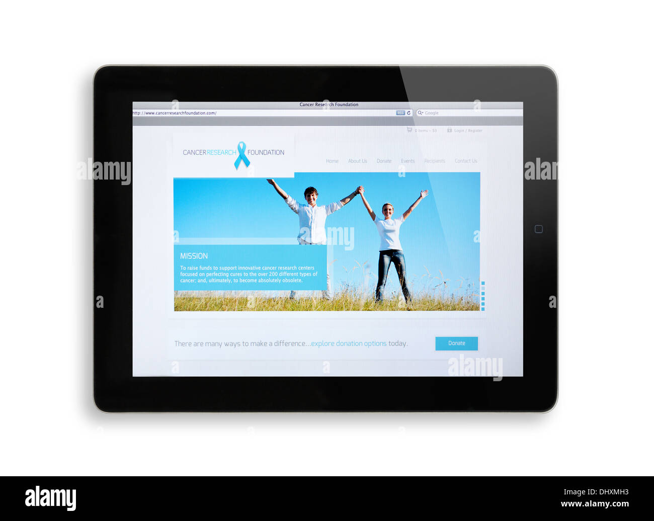 Cancer Research Foundation website on iPad screen Stock Photo - Alamy