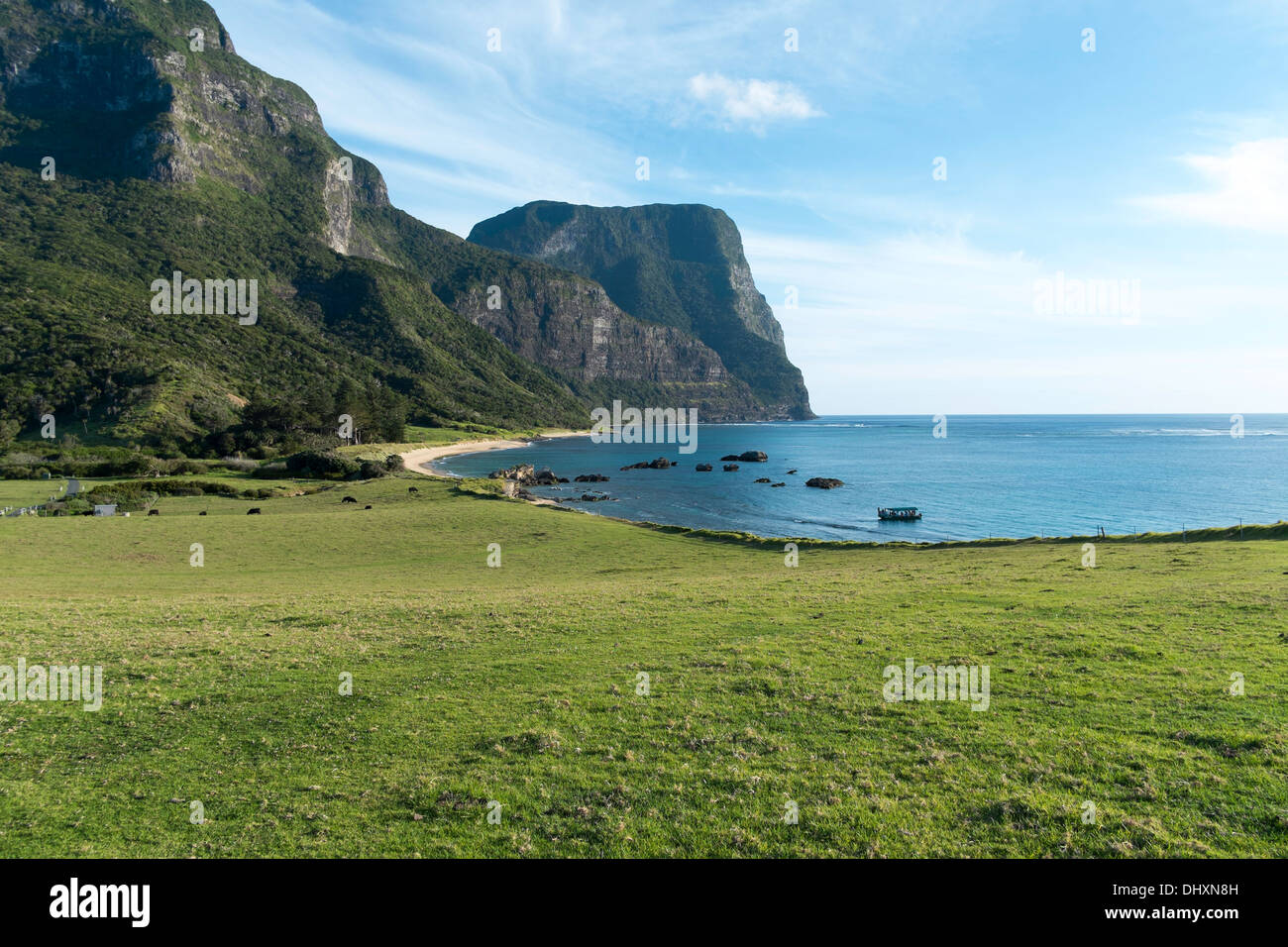 View from the south of the island toward Mount Gower, Lord Howe Island ...