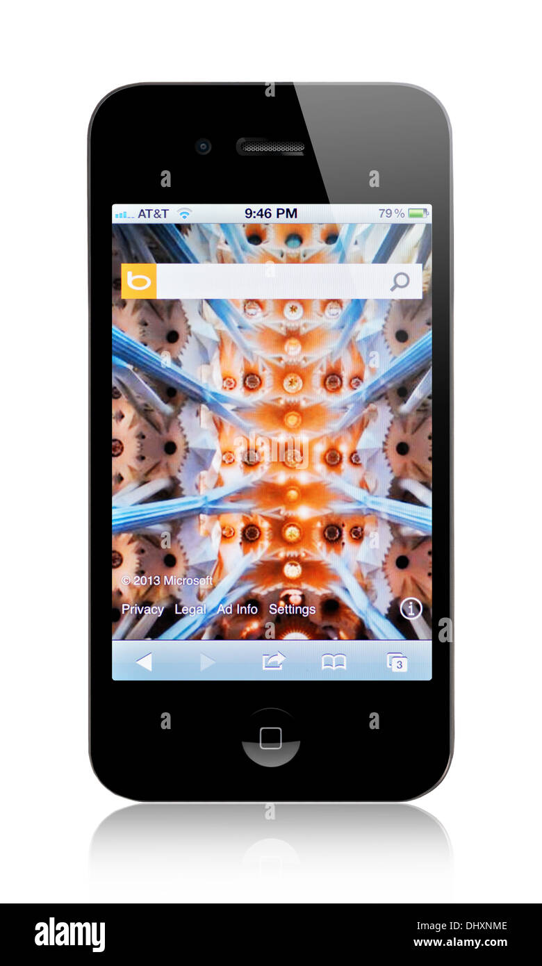 iPhone screen showing Bing search engine website Stock Photo - Alamy