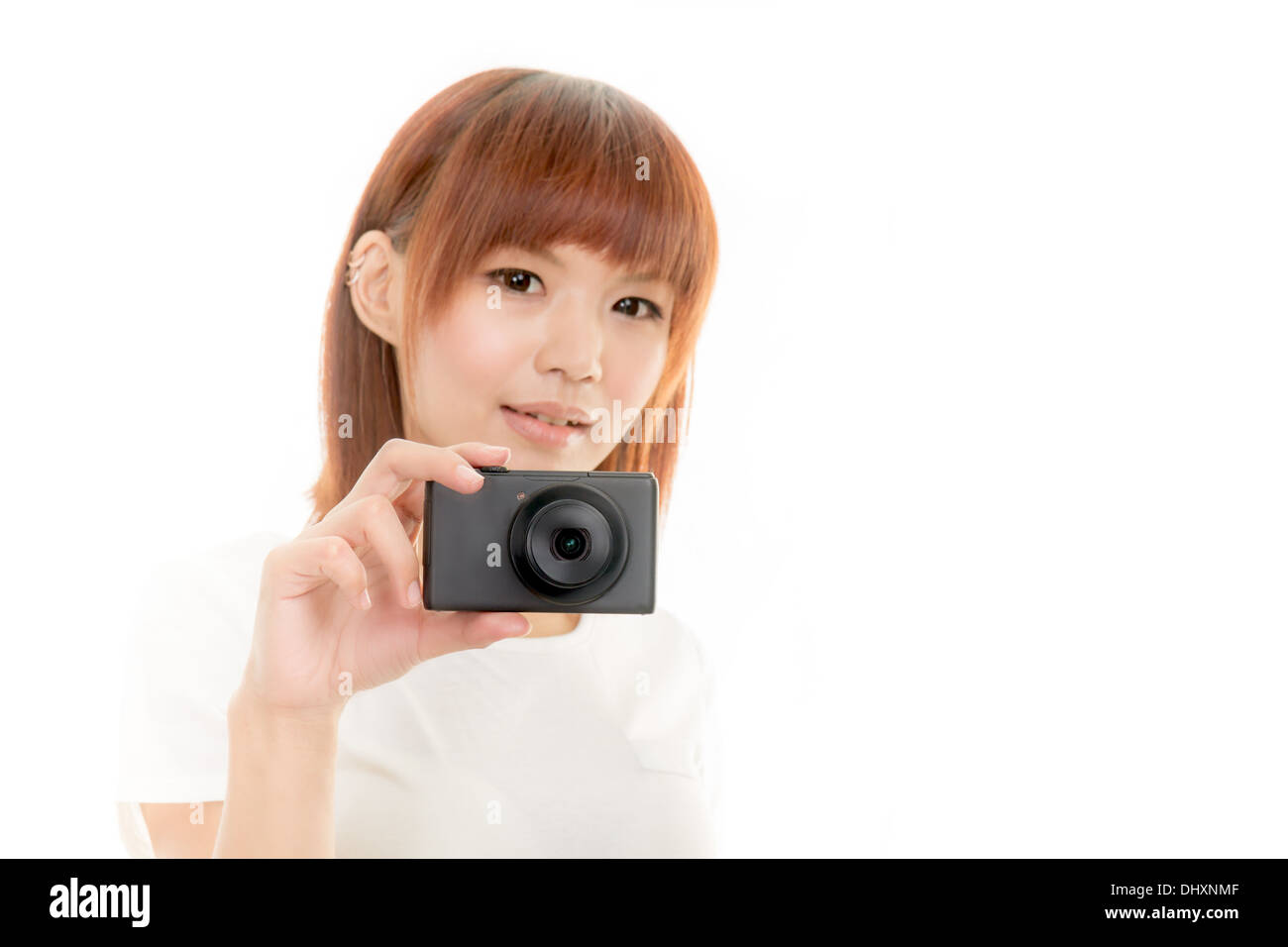 Chinese female with compact camera Stock Photo - Alamy