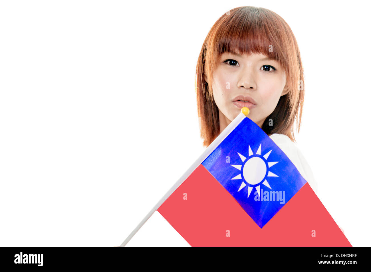 Asian Chinese woman with ROC flag Stock Photo - Alamy