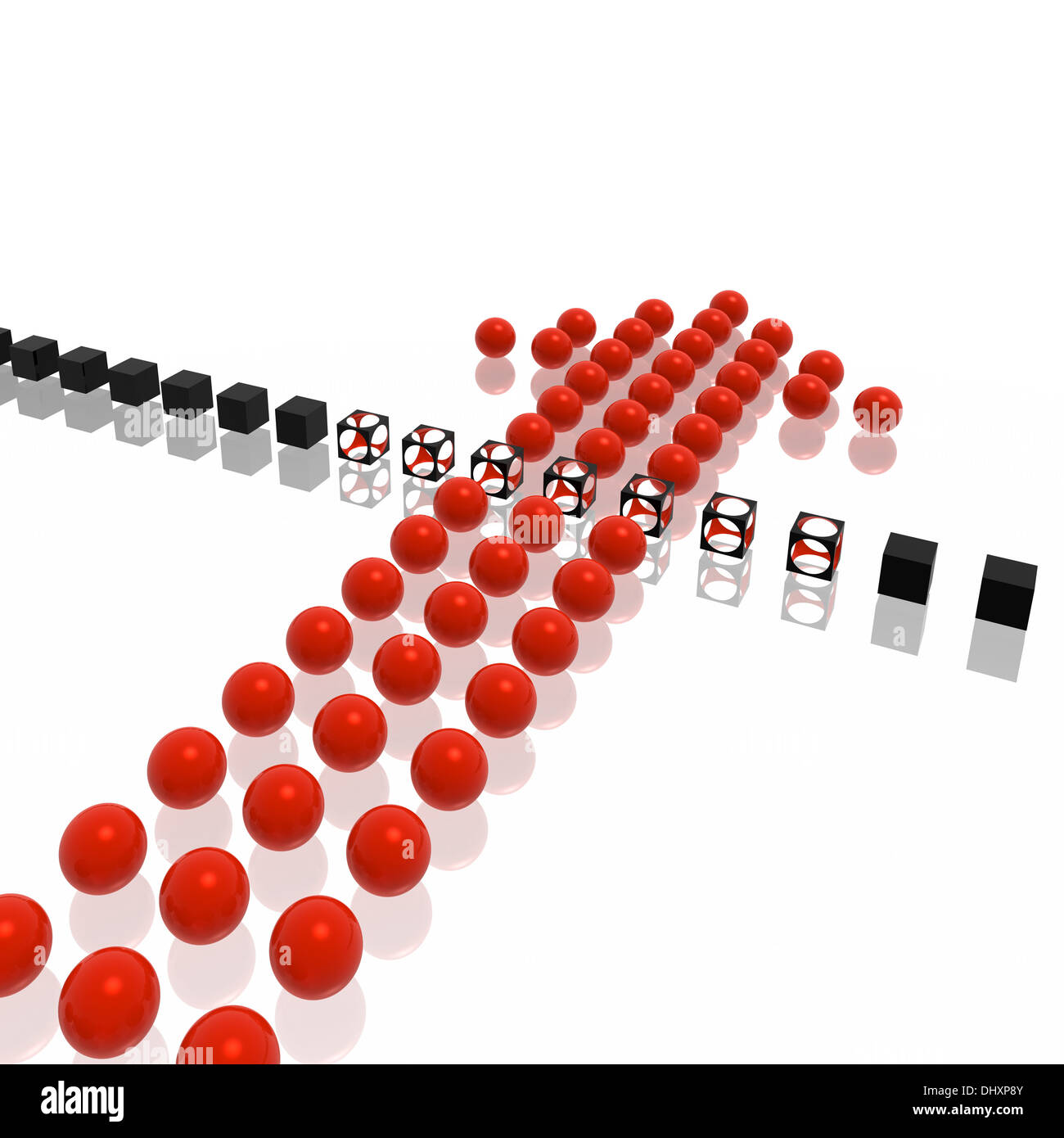 arrow team overcome obstacle (red and black series Stock Photo - Alamy