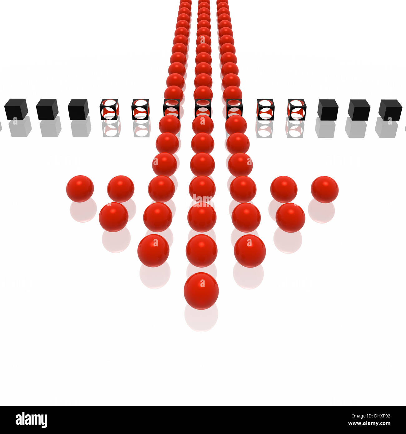 arrow team overcome obstacle (red and black series Stock Photo - Alamy