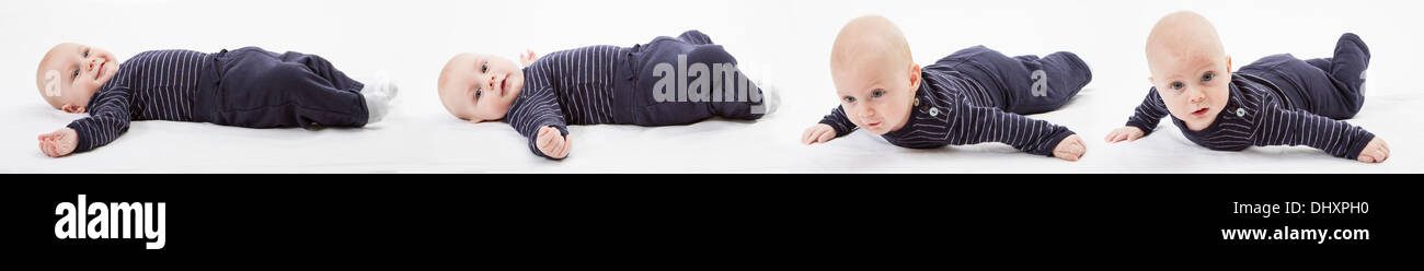 four images from happy toddler in a row. vertical image Stock Photo - Alamy