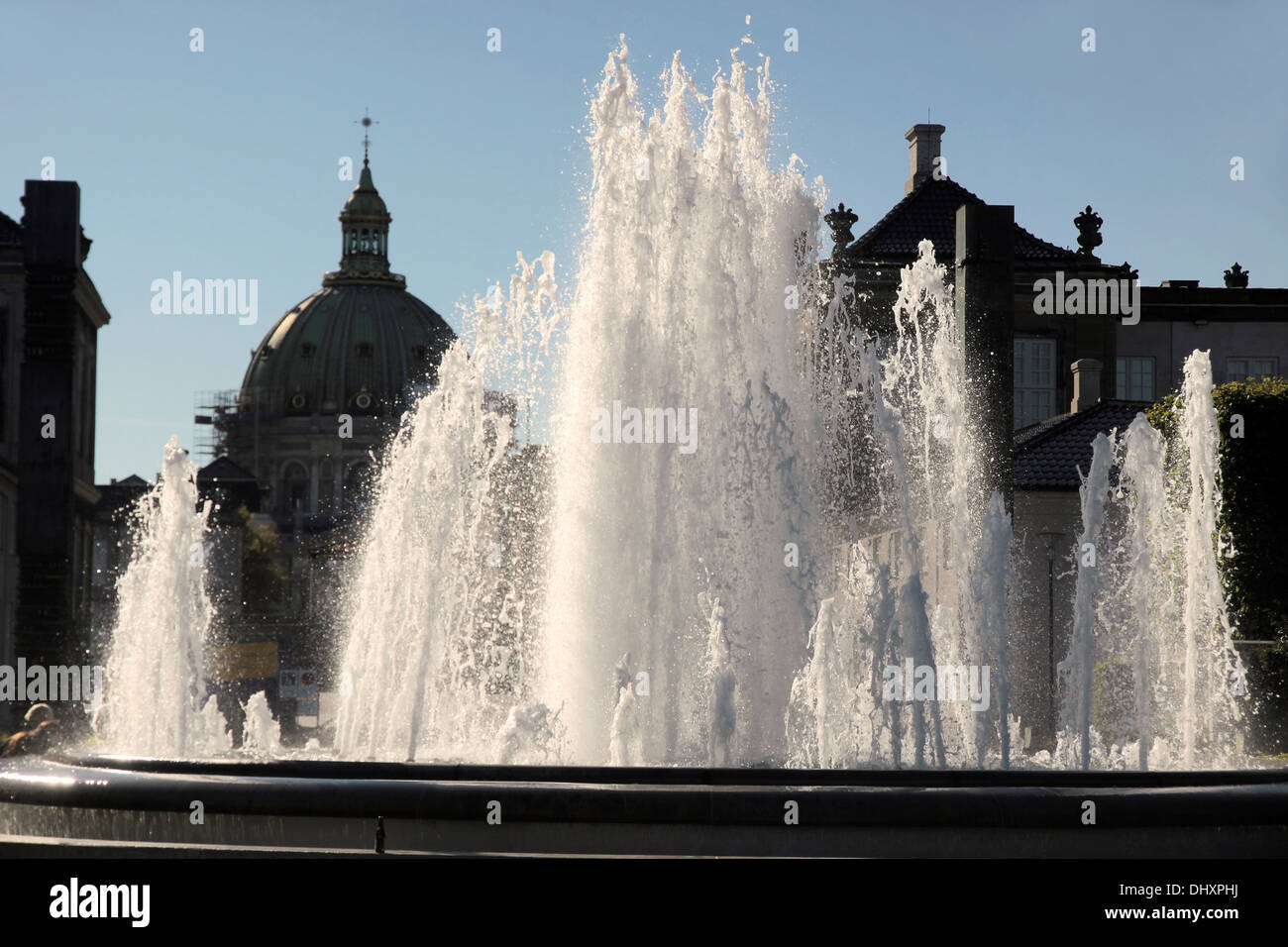 Fountains in front of Amalienborg Palace in Copenhagen, Denmark Stock Photo - Alamy