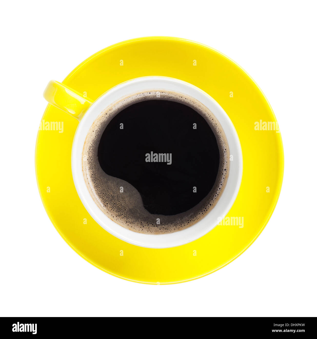 Yellow coffee cup. View from above. Isolated on white background Stock ...