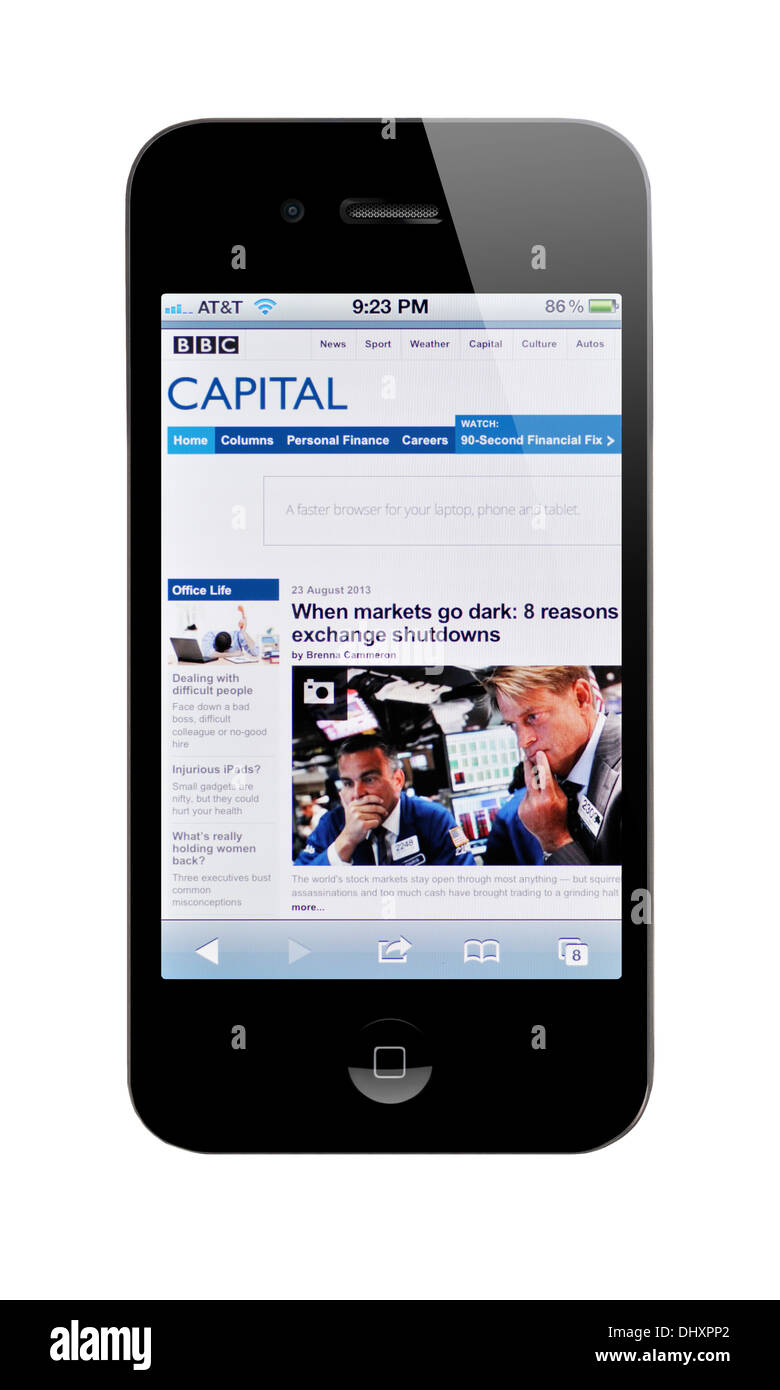 iPhone screen showing BBC Capital website Stock Photo - Alamy