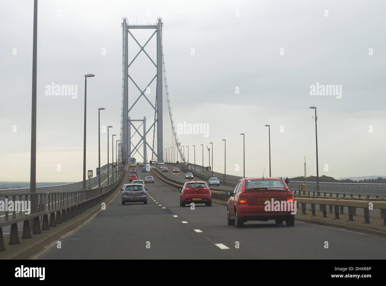 Cars crossing the Forth Road Bridge near Glasgow, Scotland,UK Stock ...