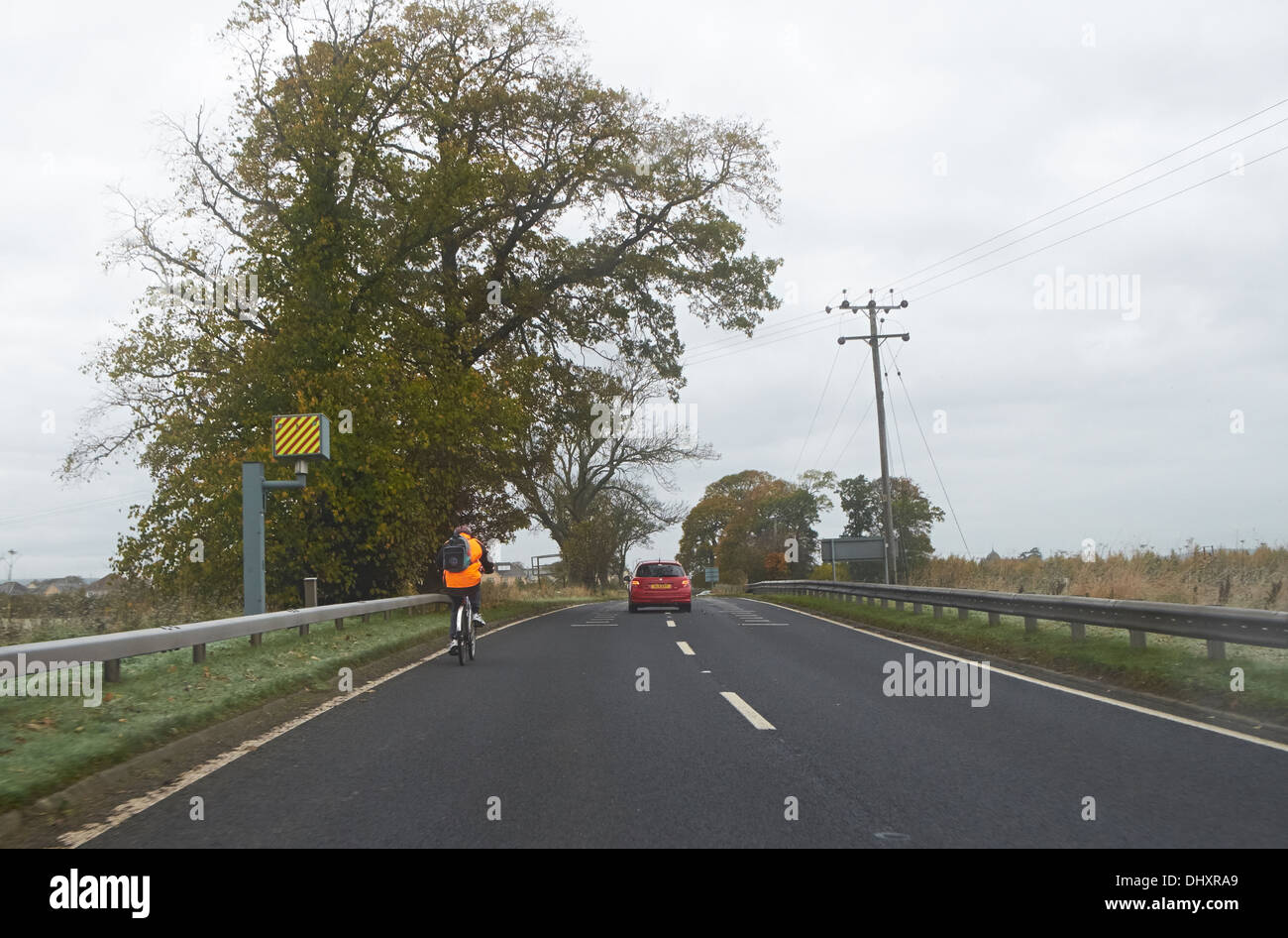 Car approaching a speed camera on a country road, Scotland,UK Stock ...