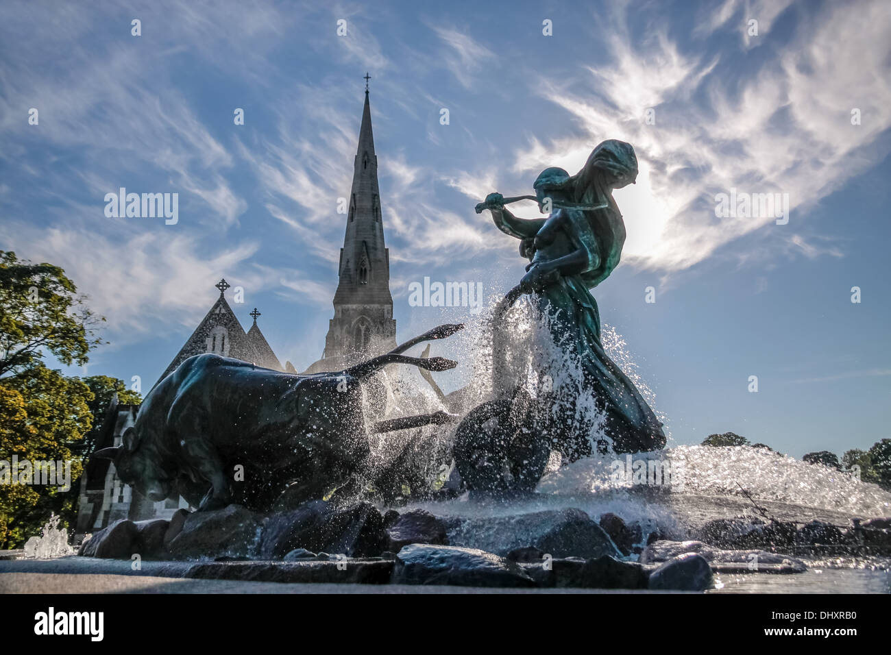 St. Alban’s Church and Gefion Fountain in Copenhagen, Denmark Stock ...