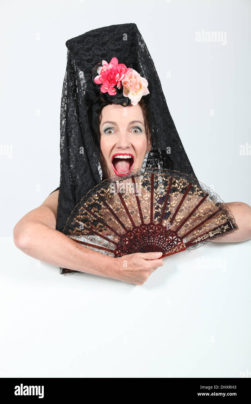 Woman with mantilla Stock Photo - Alamy
