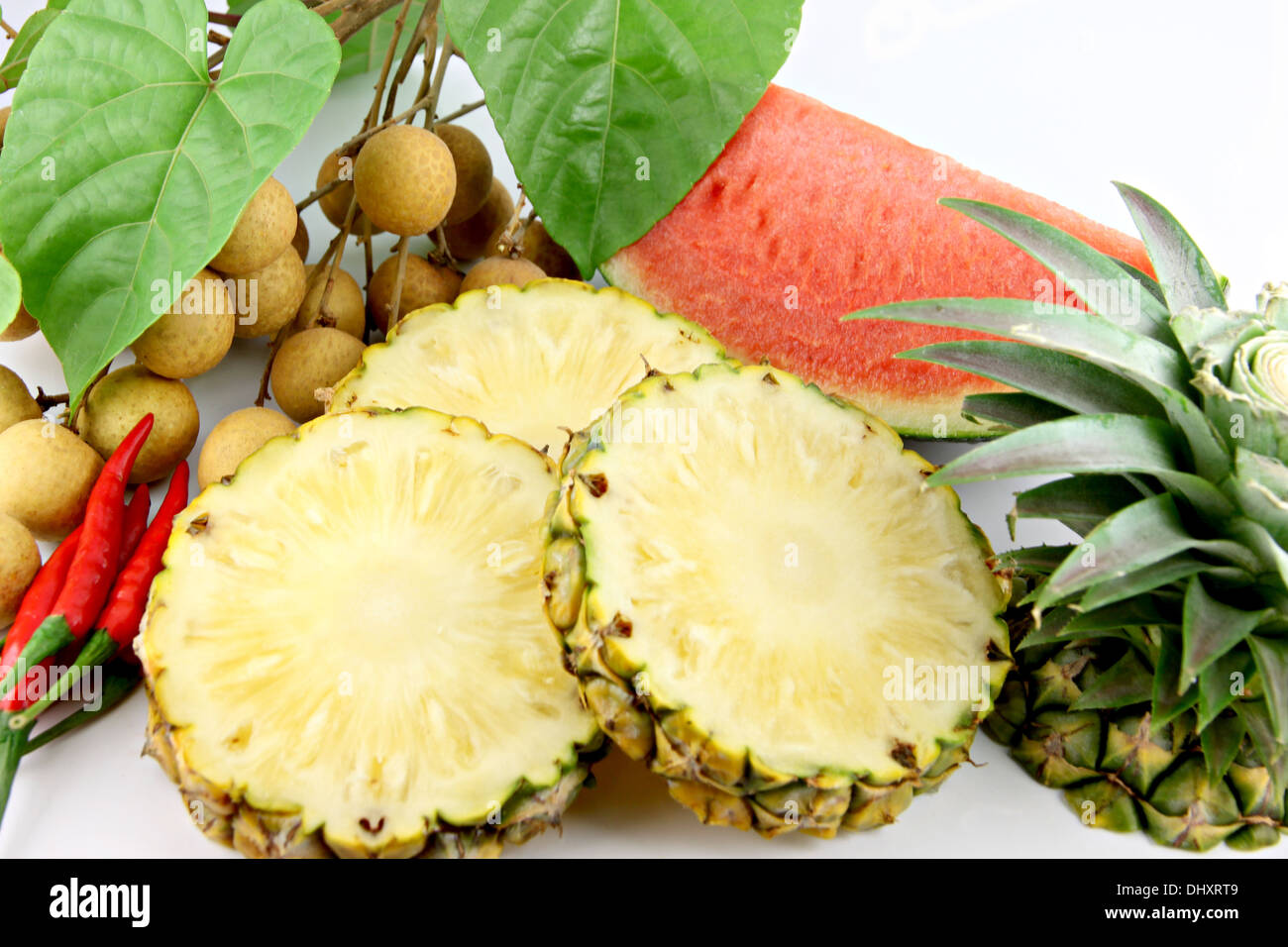 Picture closeup Mix Fruits on white background Stock Photo - Alamy