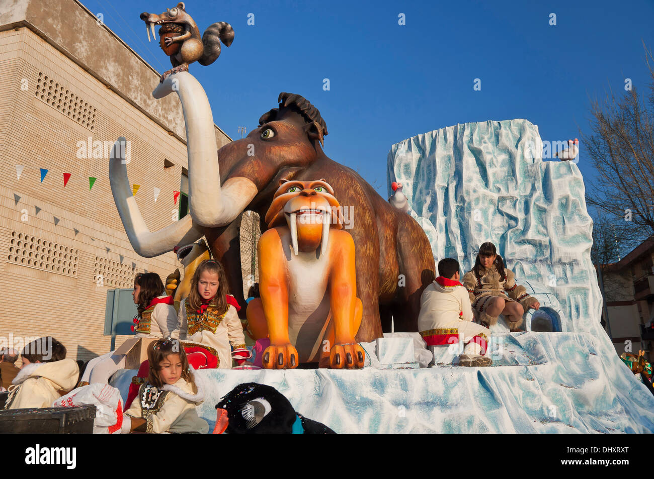 Carnival float, Ice Age allegory, Isla Cristina, Huelva-province ...