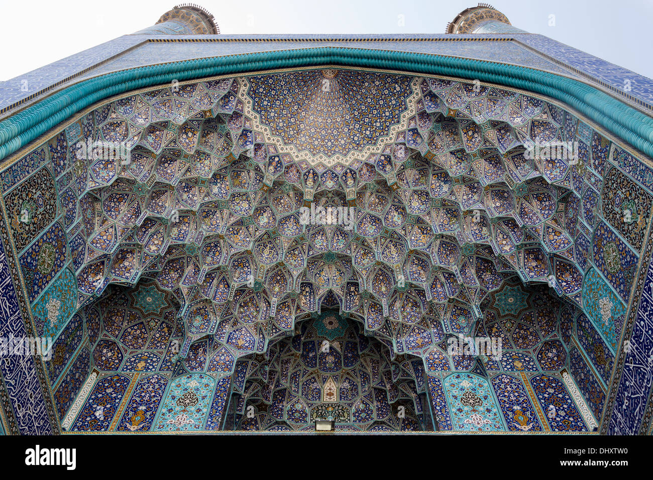 muqarnas vault, entrance portal of the Masjid-i Shah, Isfahan, Iran ...