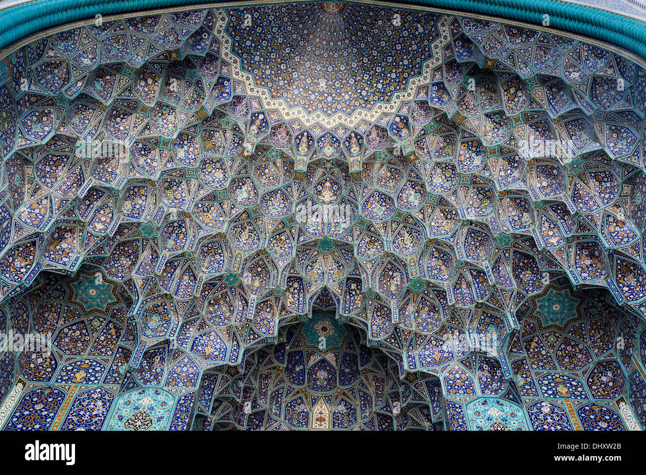 detail of muqarnas vault, entrance portal of the Masjid-i Shah, Isfahan ...