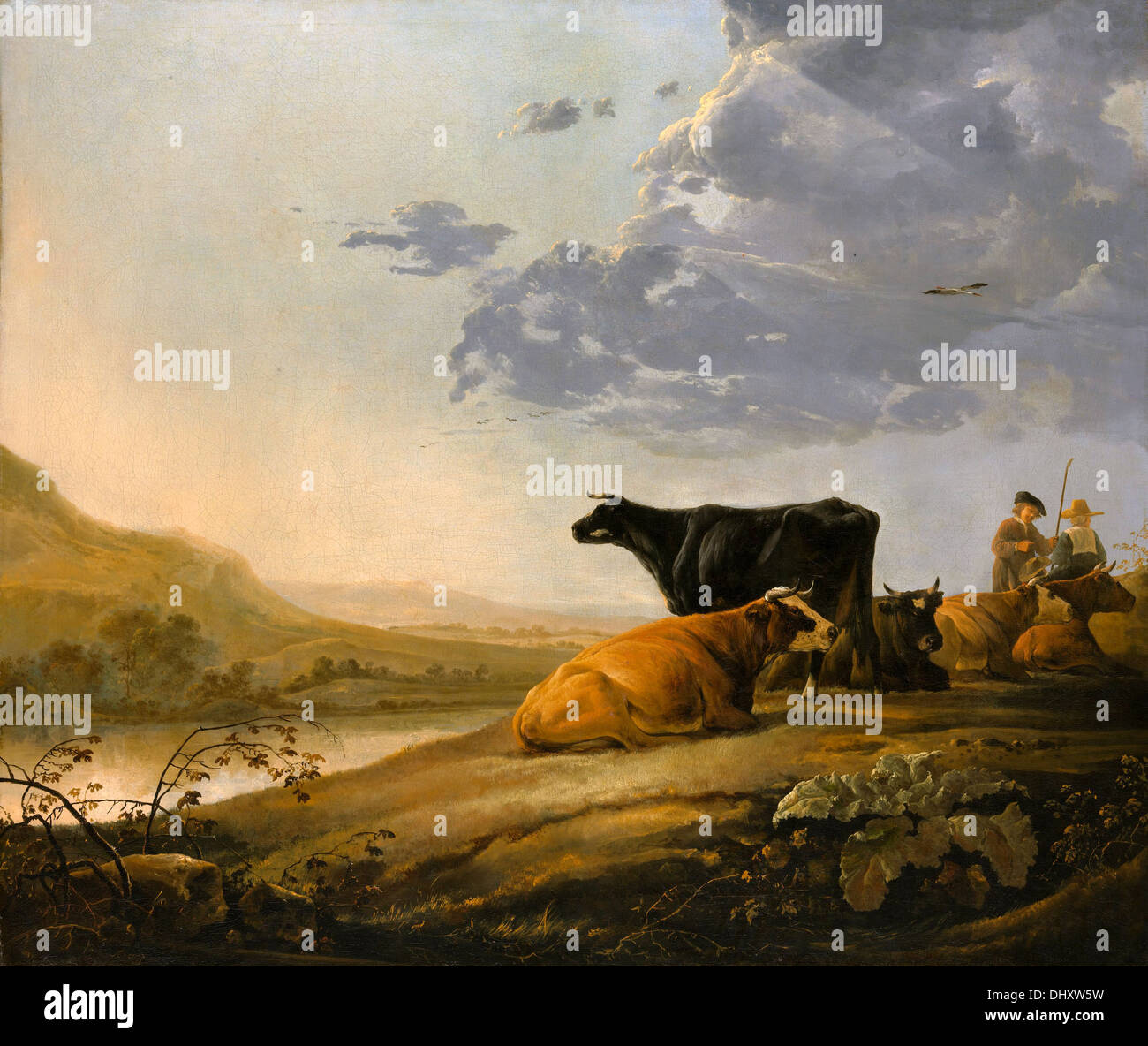 Young Herdsmen with Cows - by Aelbert Cuyp, 1660 Stock Photo - Alamy