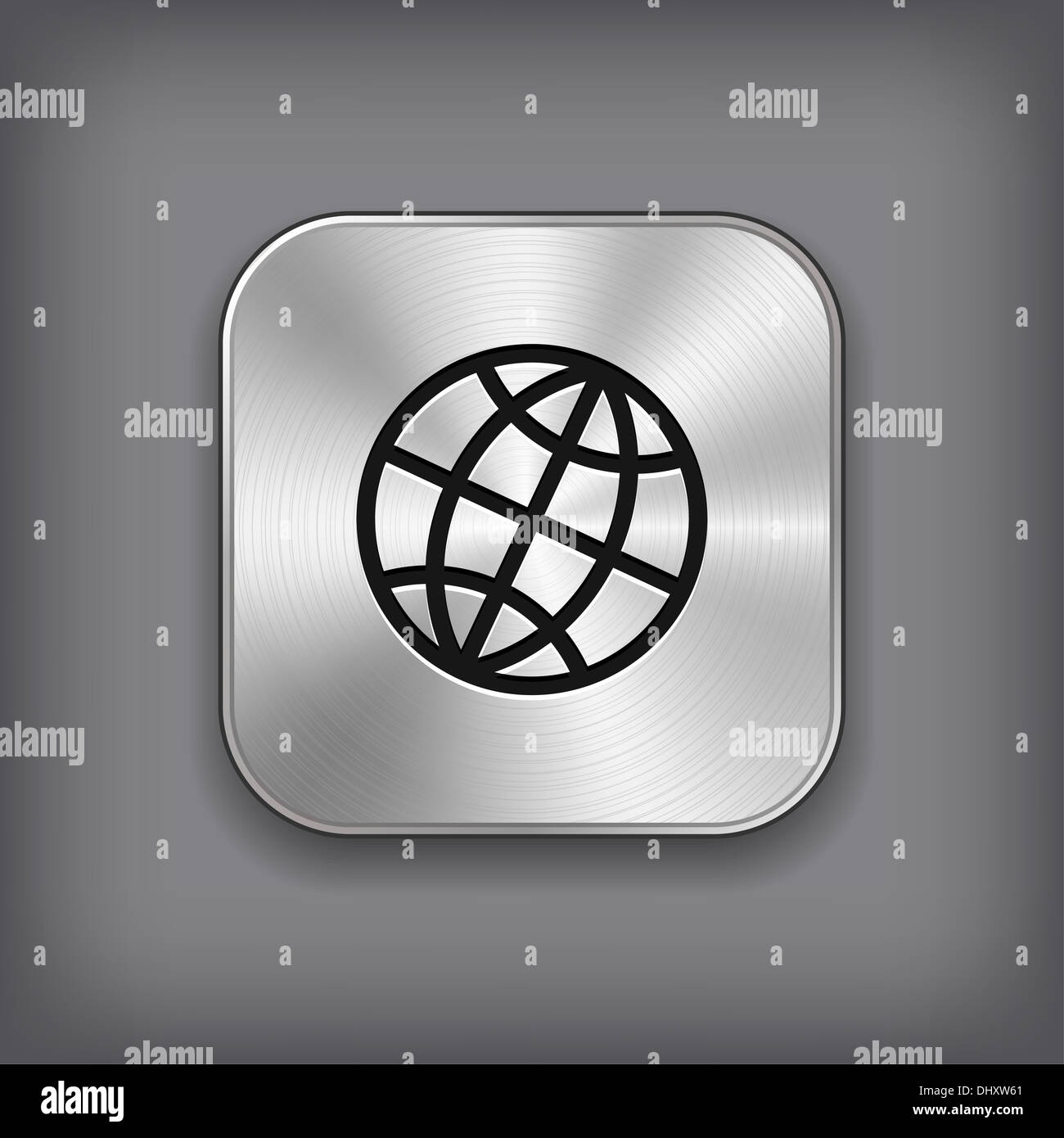 Global icon - metal app button Stock Photo - Alamy