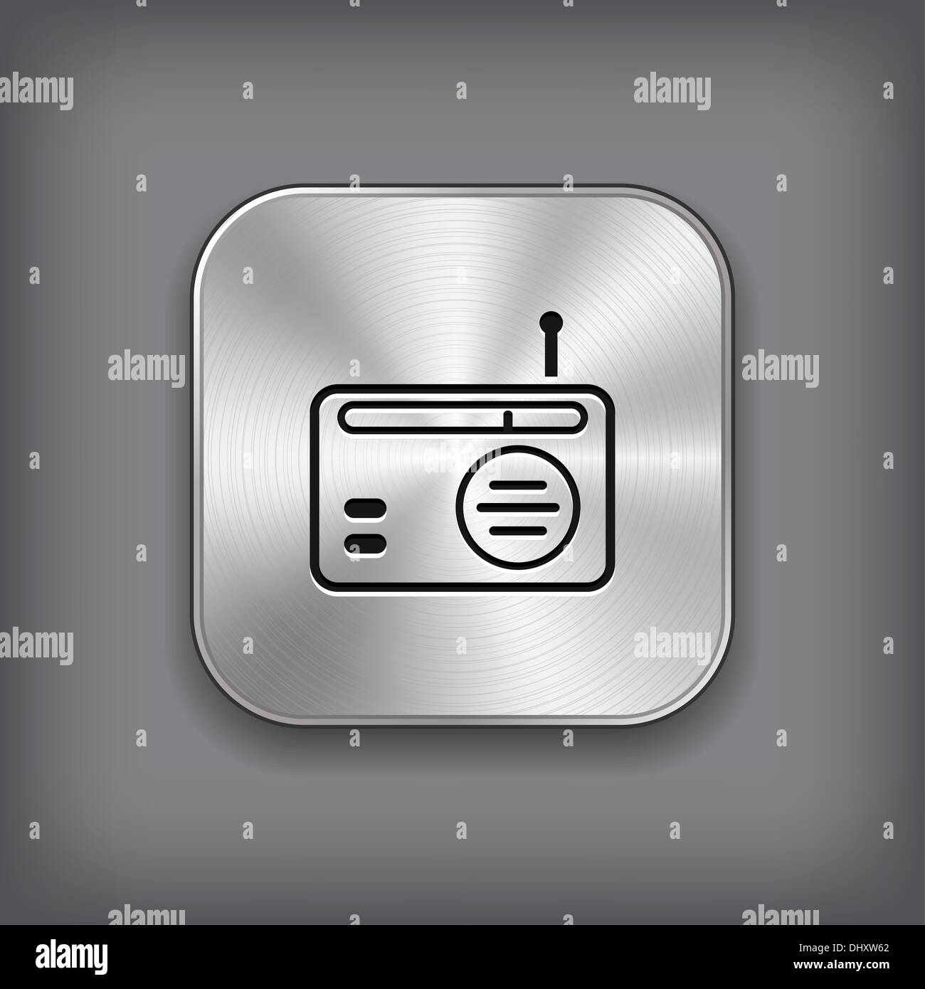 Radio icon - metal app button Stock Photo - Alamy
