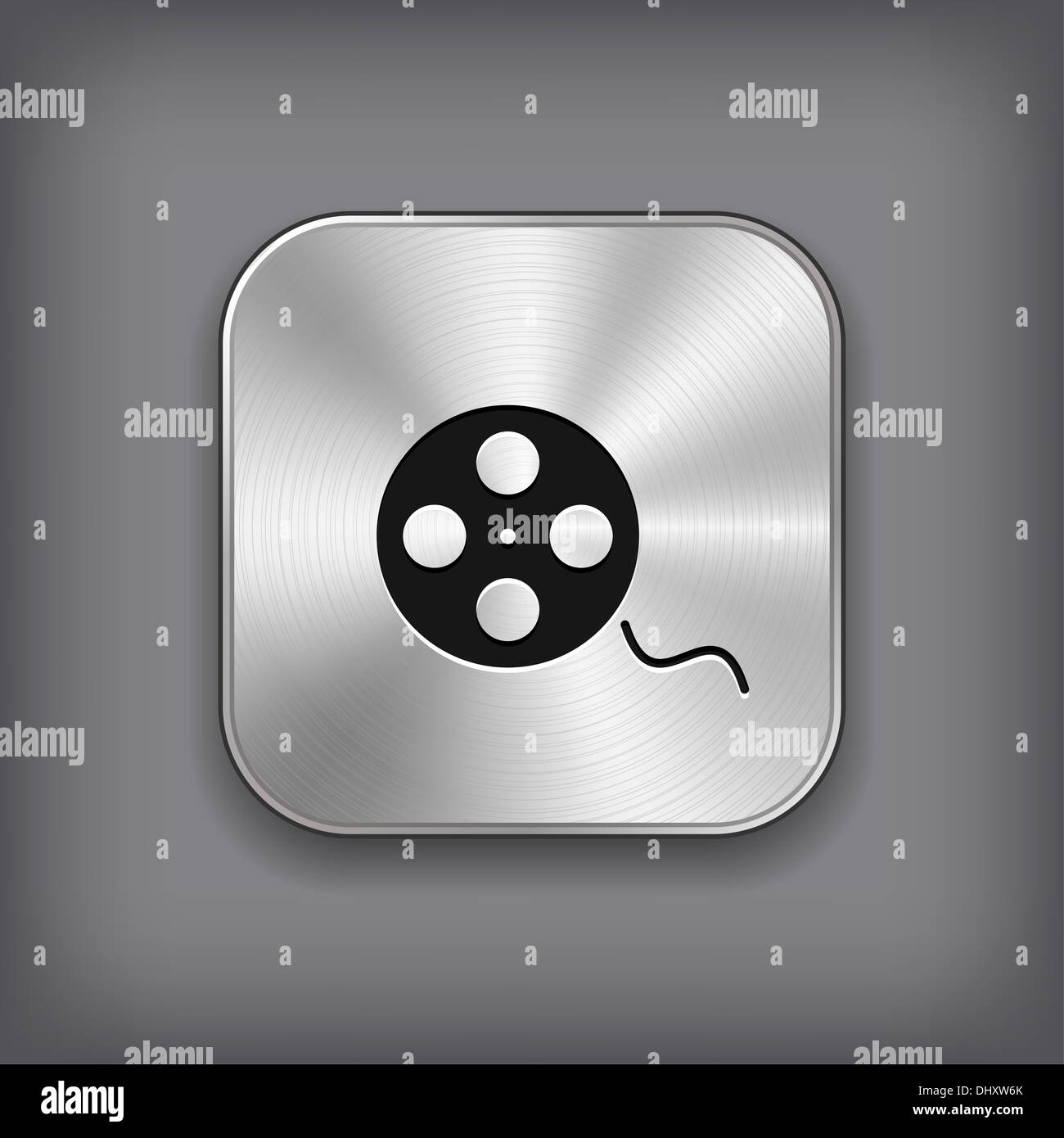 Film roll icon - metal app button Stock Photo - Alamy