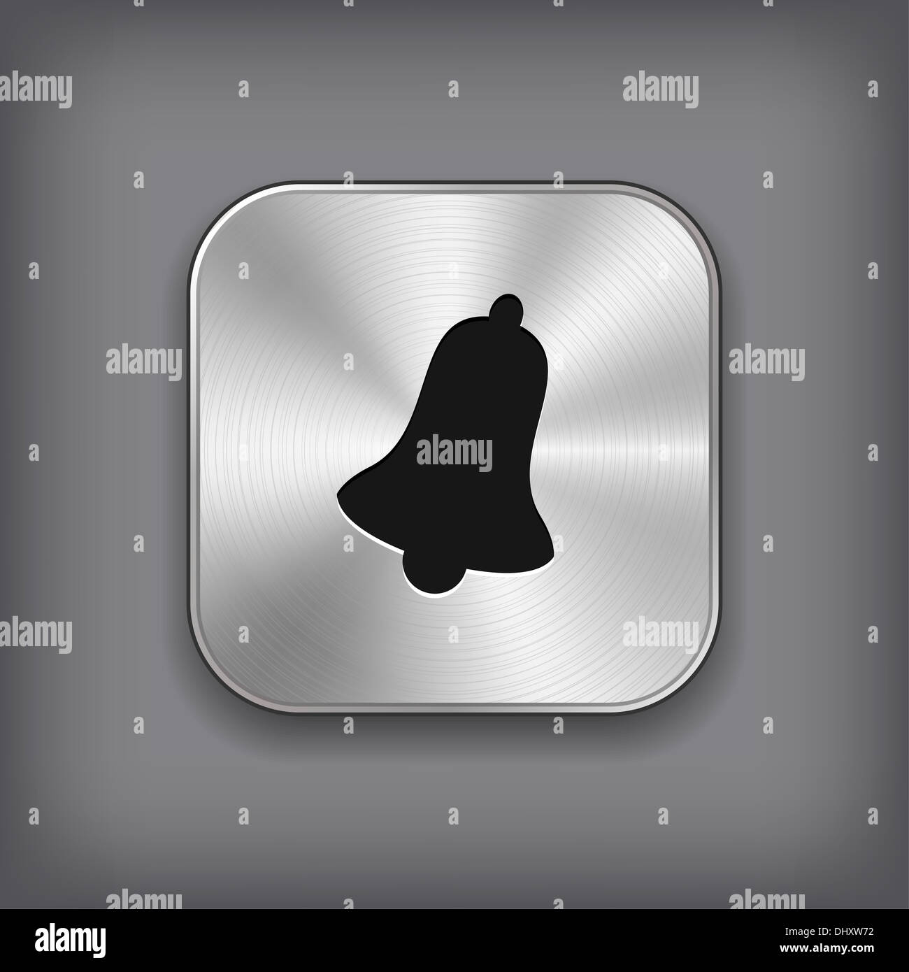 Bell icon - metal app button Stock Photo - Alamy