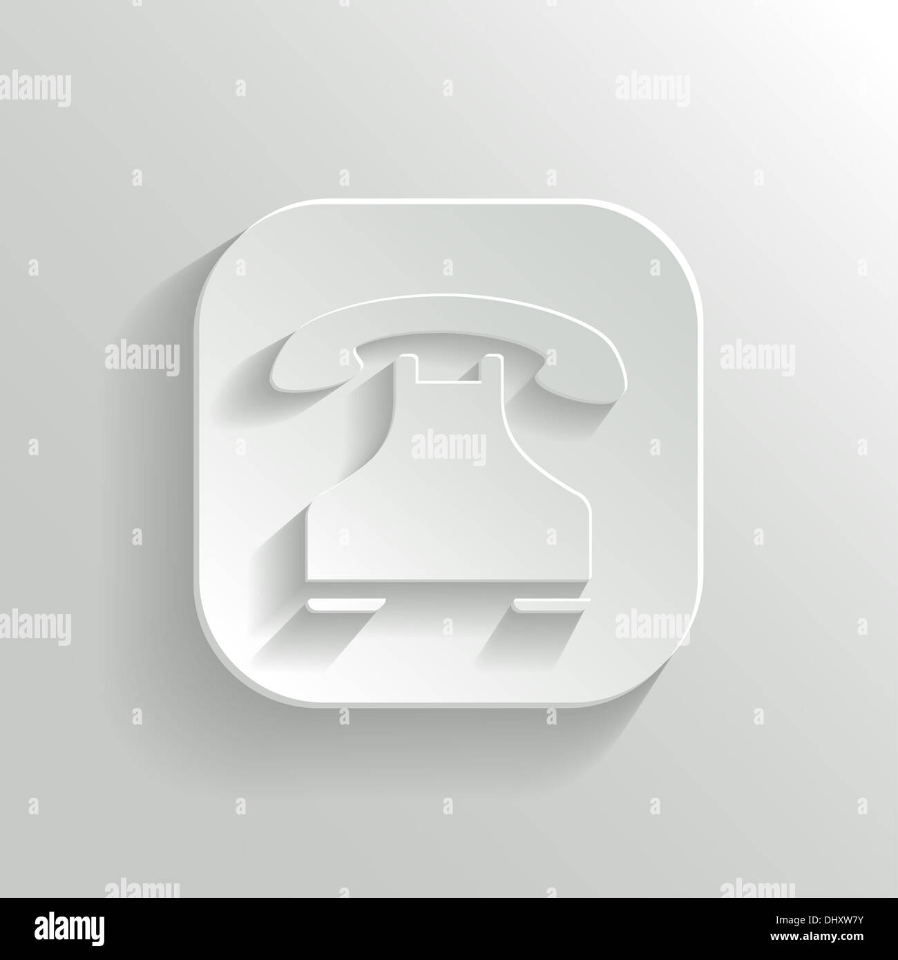 Phone icon - white app button with shadow Stock Photo - Alamy