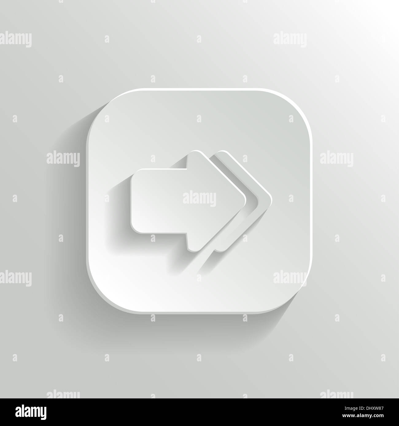 Arrow icon - white app button with shadow Stock Photo - Alamy