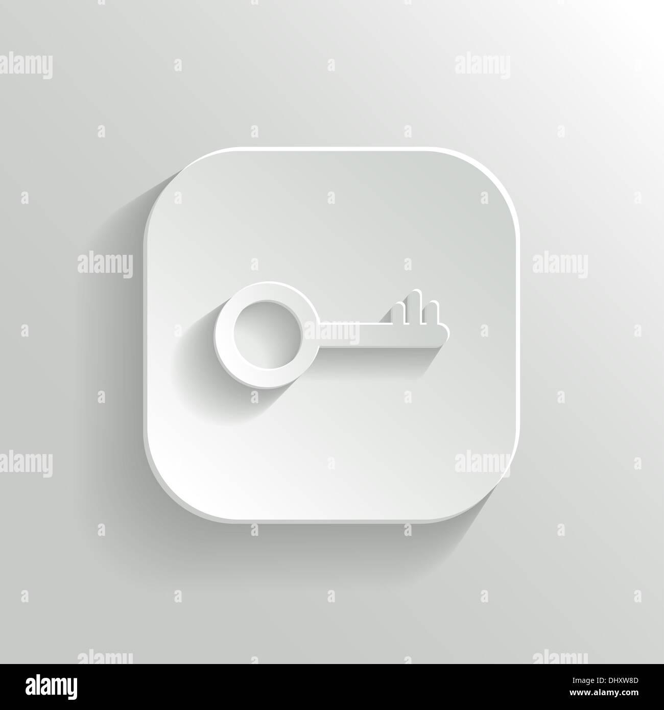 Key icon - white app button with shadow Stock Photo - Alamy